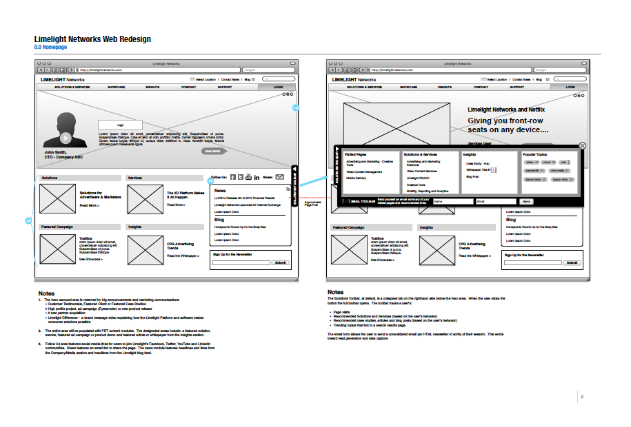 Limelight Website Redesign 2011 Wireframes – Static | Jenn Moreira